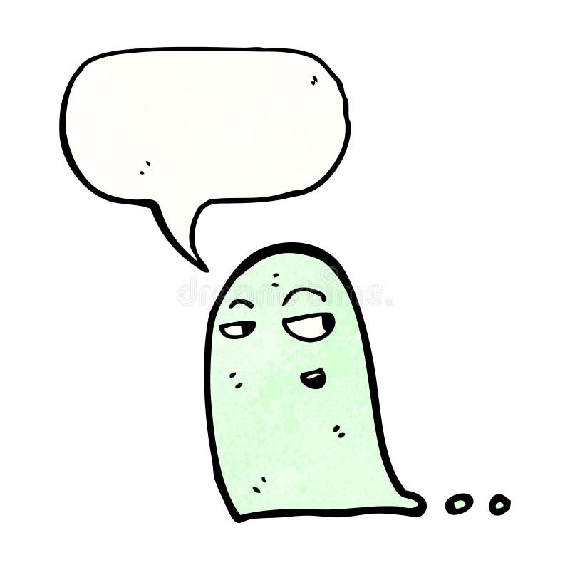 Cartoon Ghost with Speech Bubble Stock Vector - Illustration of cute ...