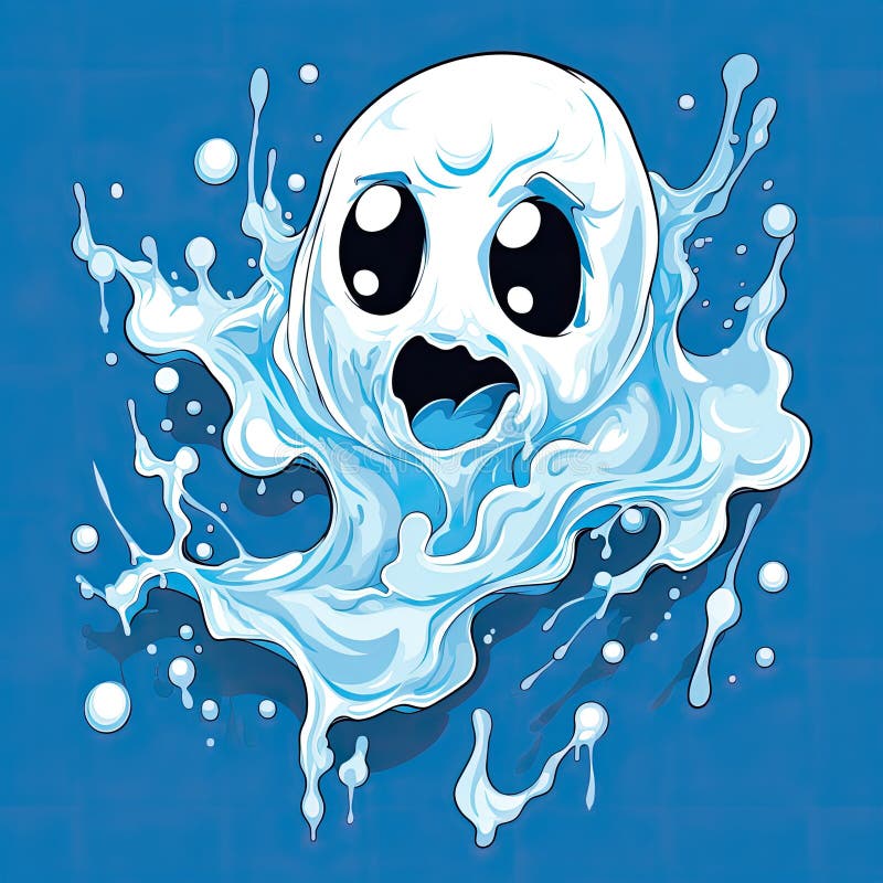 A Cartoon of a Ghost with a Splash of Water Stock Illustration ...