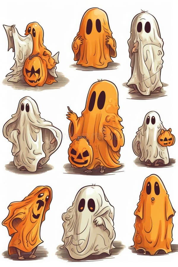 Cartoon Ghosts Set. Halloween Illustration. Stock Illustration ...