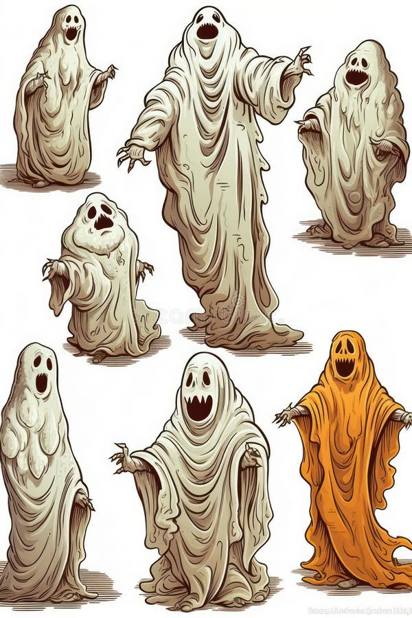 Cartoon Ghosts Set. Halloween Illustration. Stock Illustration ...