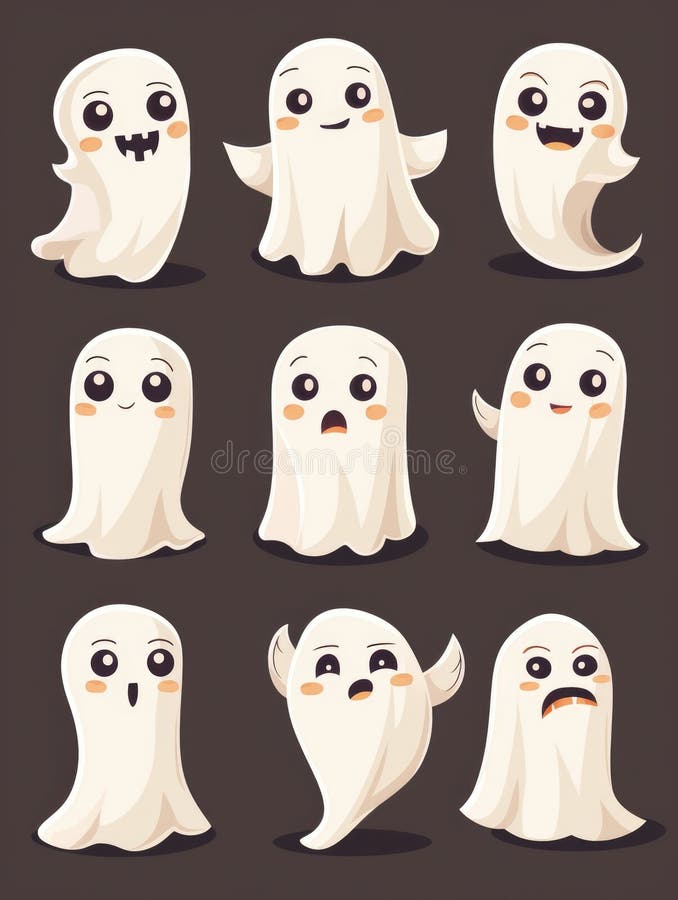 Cartoon Ghosts Different Expressions Stock Photos - Free & Royalty-Free ...