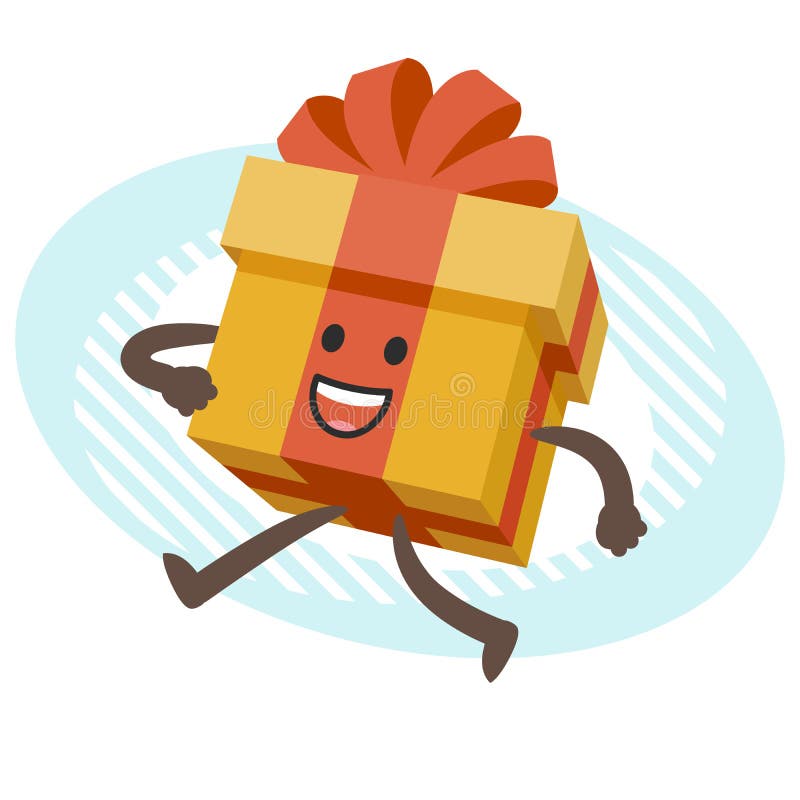 Cartoon Gift Box Character Running Stock Vector - Illustration of ...
