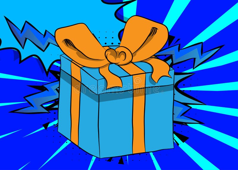 Cartoon Gift Box, Comic Book Holiday Surprise. Retro Vector Comics Pop ...