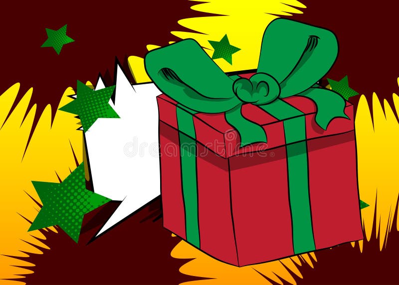 Cartoon Gift Box, Comic Book Holiday Surprise. Retro Vector Comics Pop ...