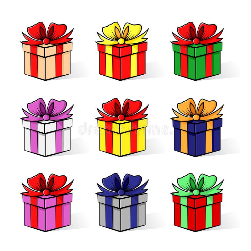 Cartoon gifts set stock vector. Illustration of color - 63194945