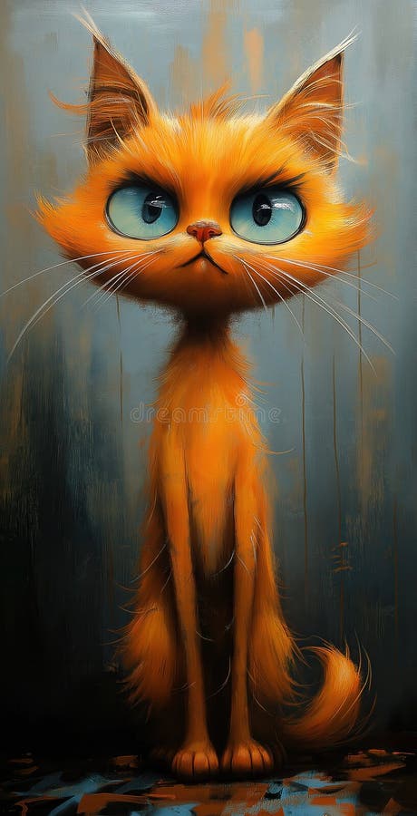 Cartoon Ginger Cat on an Abstract Background. Stock Image - Image of ...