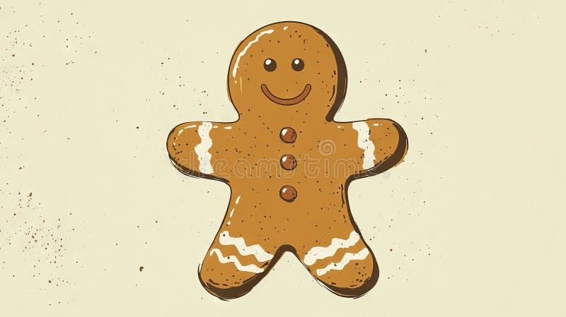 A Cartoon Gingerbread Man with a Smile on His Face Stock Illustration ...