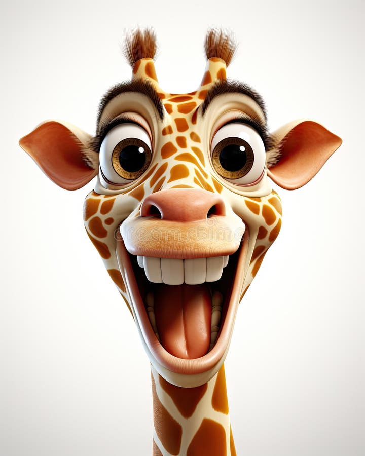 A Cartoon Giraffe With Its Mouth Open And Tongue Out Generative Ai Stock Illustration