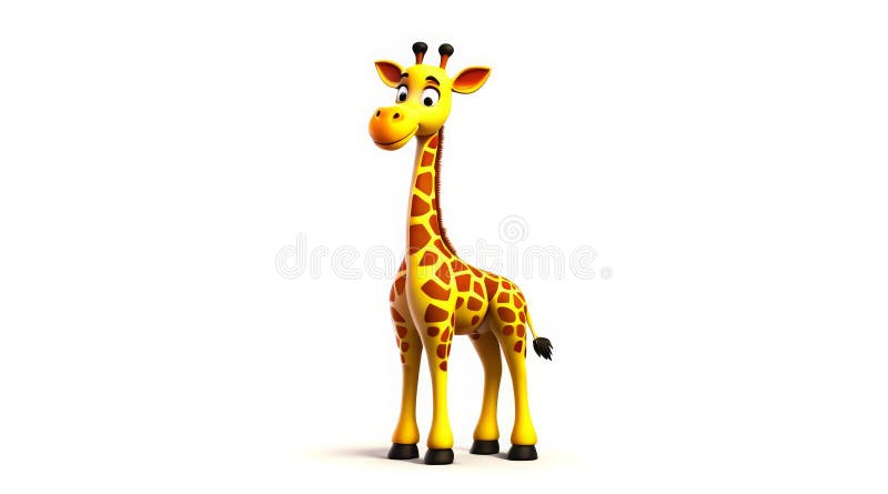 Cartoon Giraffe with Long Neck and a Joyful Expression Stock ...