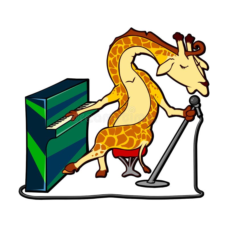 Cartoon Giraffe at the Piano Stock Vector - Illustration of animal ...