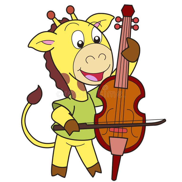 Cartoon Giraffe Playing a Cello Stock Vector - Illustration of ...