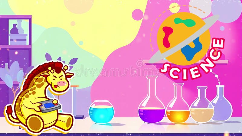 Giraffe Learns Science stock video. Video of beaker - 363548967