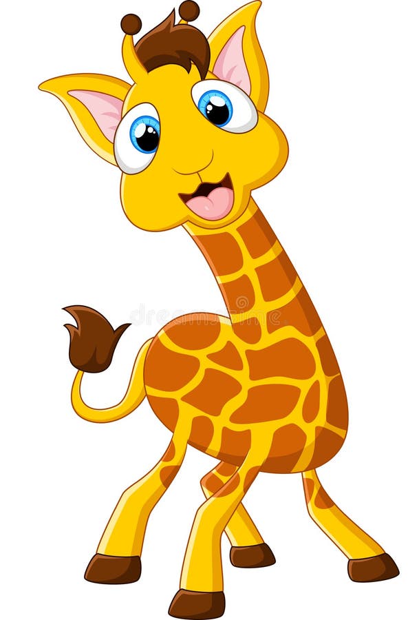 Happy Giraffe Cartoon Isolated on White Background Stock Vector ...
