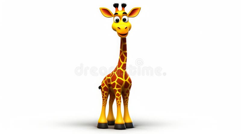 Cartoon Giraffe with a Smiling Face and Long Neck Stock Illustration ...