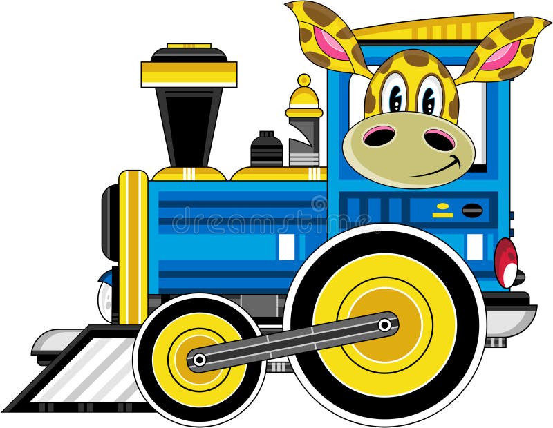 Cartoon Giraffe and Train stock vector. Illustration of chimney - 94551971