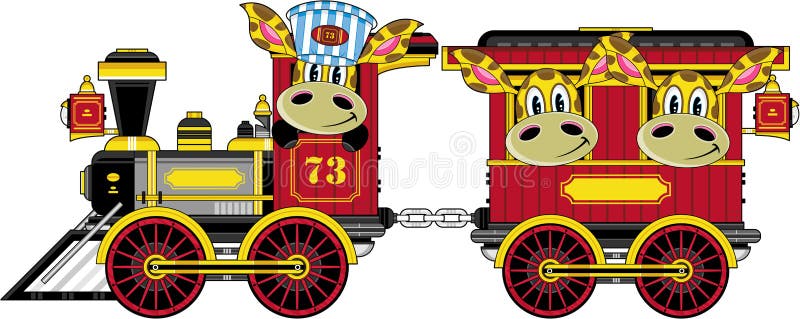 Cartoon Giraffe and Train stock vector. Illustration of train - 94551972