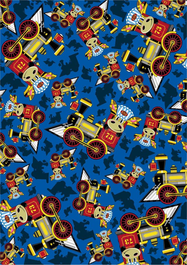 Cartoon Giraffe and Train stock vector. Illustration of transport ...