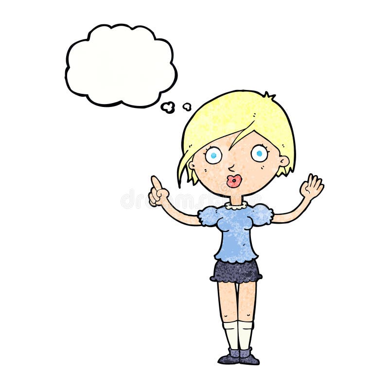 Cartoon Girl Asking Question with Thought Bubble Stock Illustration ...