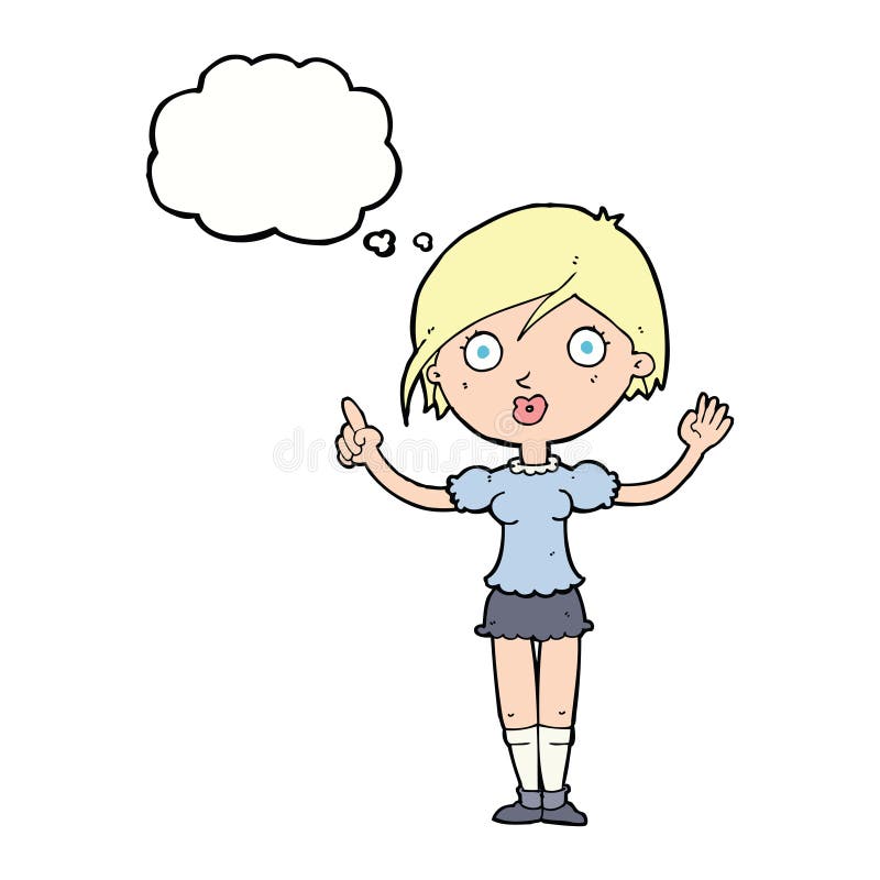 Cartoon Girl Asking Question with Thought Bubble Stock Illustration ...