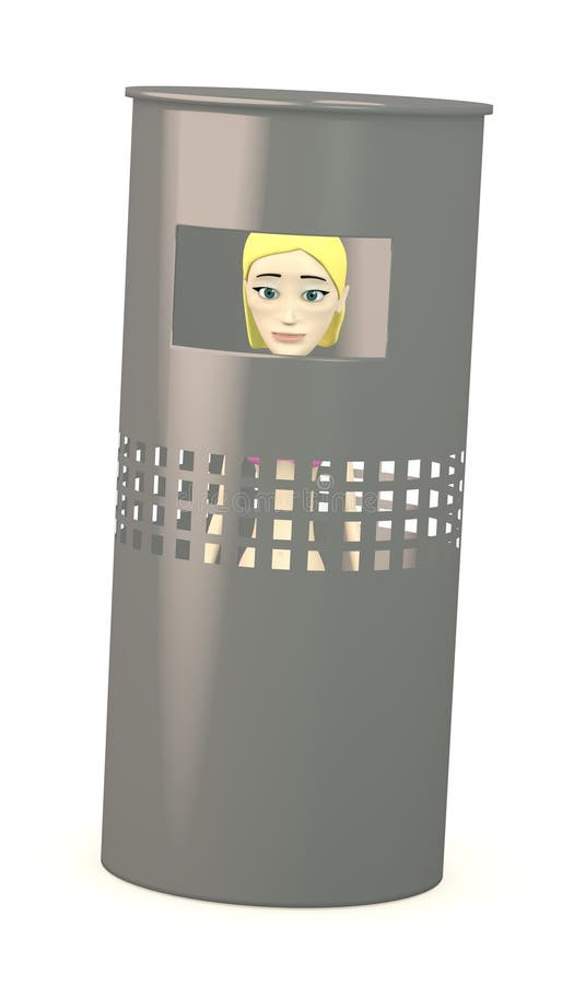 Cartoon girl in bin stock illustration. Illustration of render - 29623292