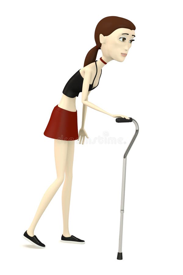 Cartoon girl with cane stock illustration. Illustration of cartoon ...