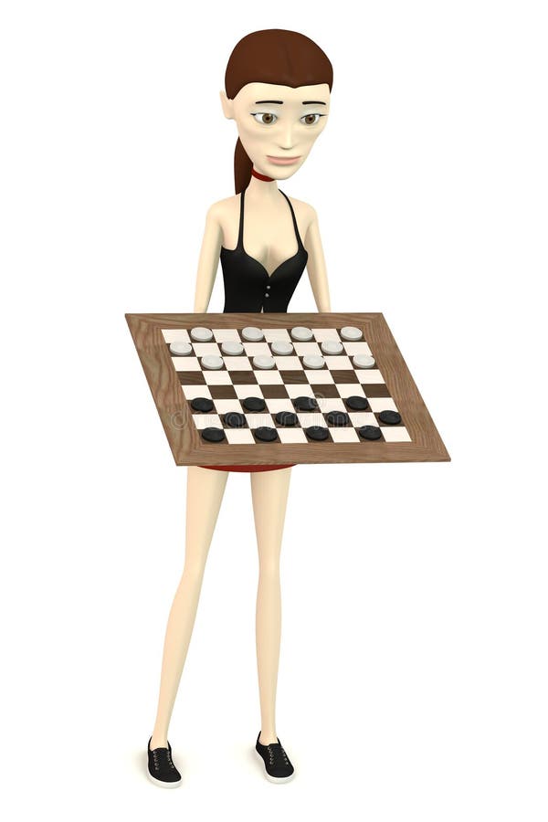 Cartoon girl with checkers stock illustration. Illustration of people ...