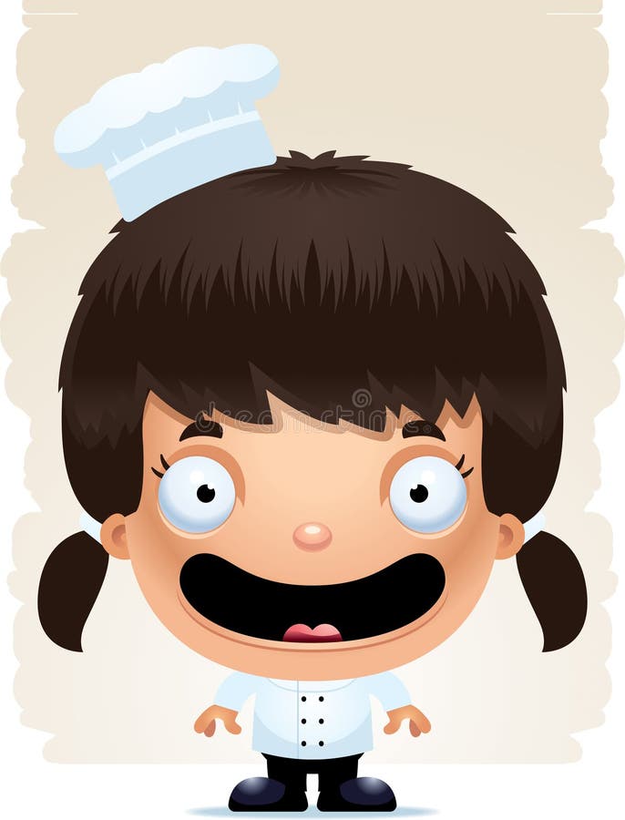 Cartoon Girl Chef Smiling stock vector. Illustration of child - 116202612