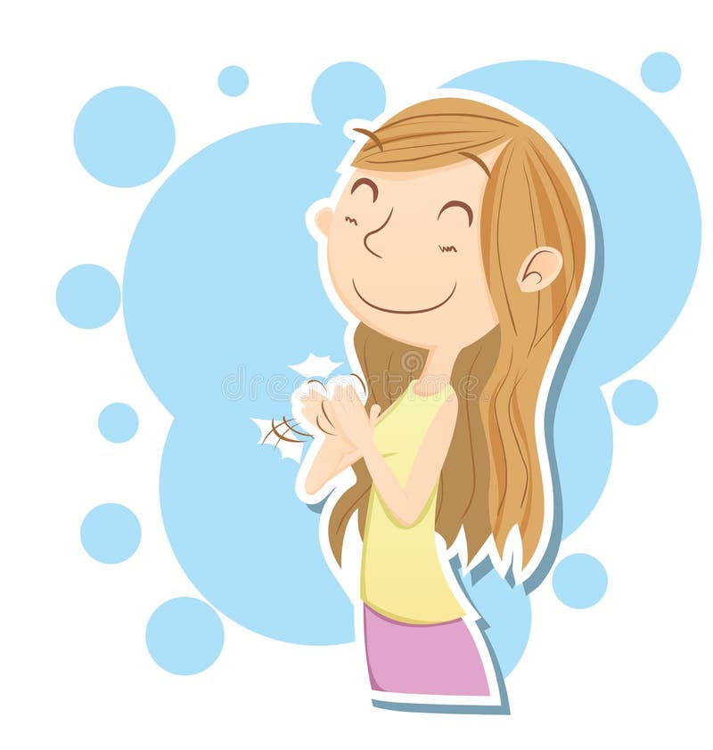 Cartoon girl clapping hand stock vector. Illustration of women - 59515180