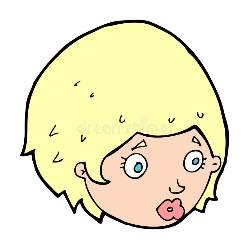Cartoon Girl with Concerned Expression Stock Illustration ...
