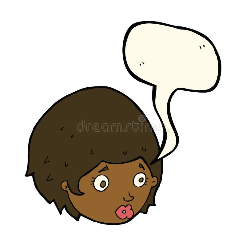 Cartoon Girl with Concerned Expression with Speech Bubble Stock ...