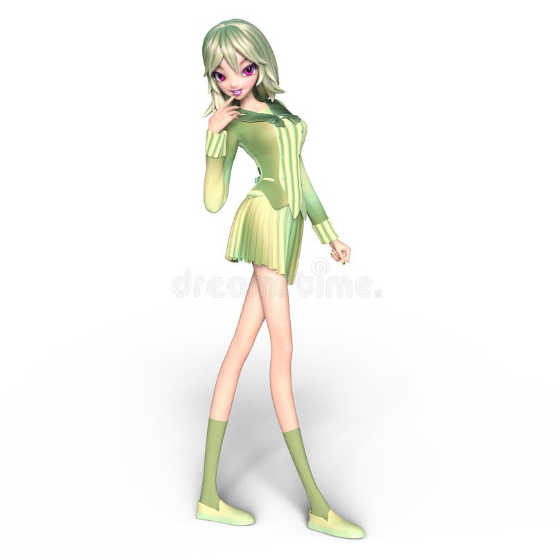 Cartoon girl stock illustration. Illustration of rendering - 94424617
