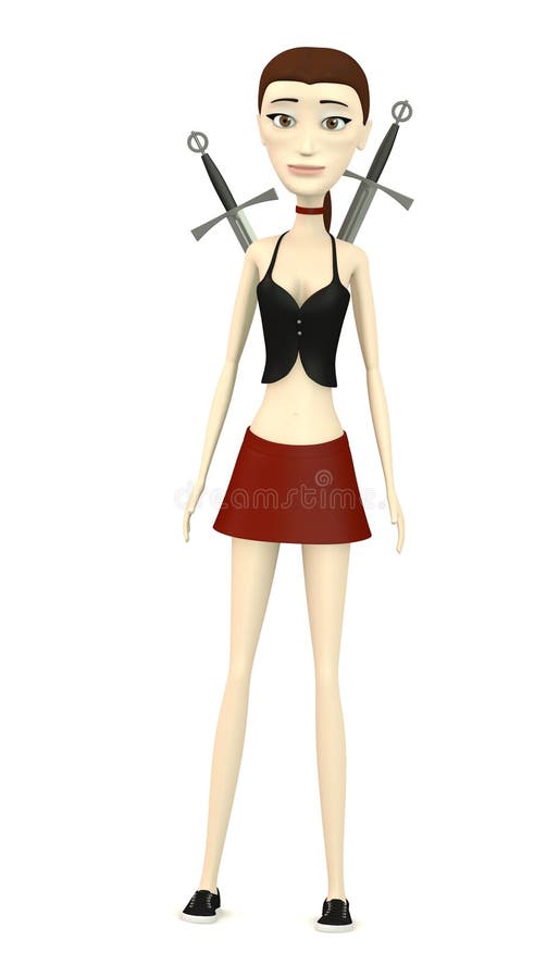 Cartoon girl with dagger stock illustration. Illustration of fight ...
