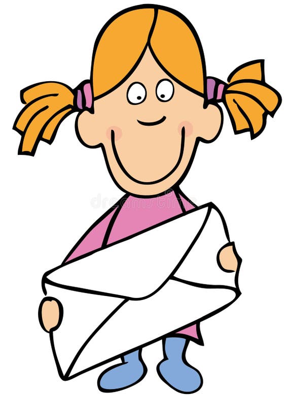 Cartoon girl with envelope stock vector. Illustration of family - 19415261