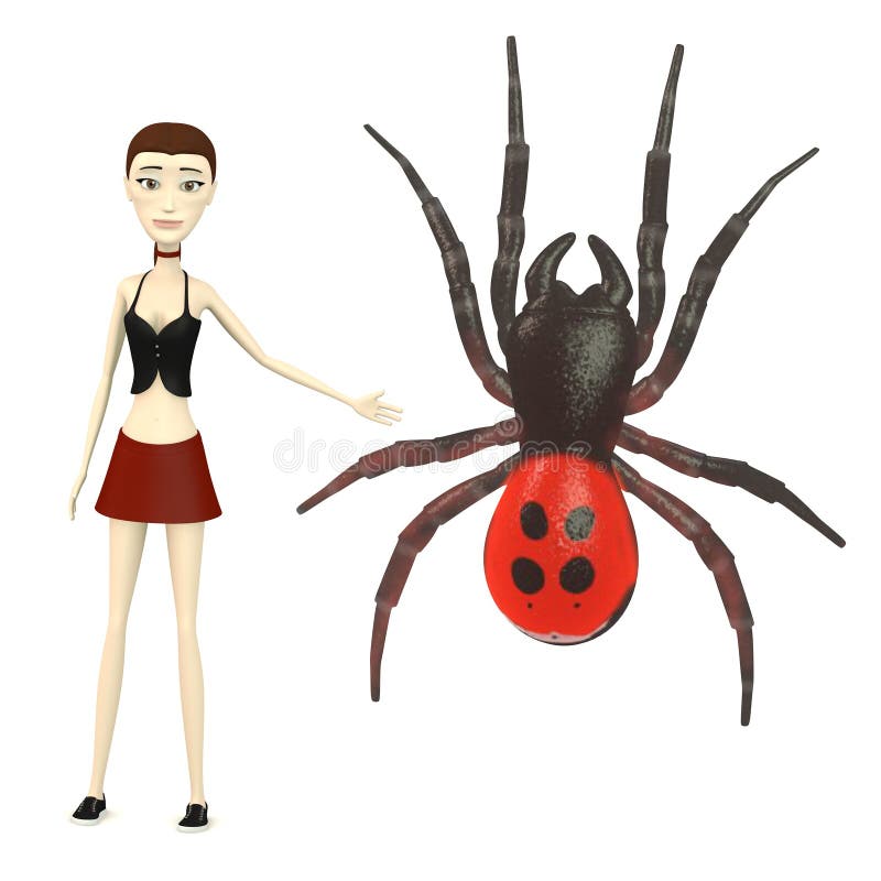 Cartoon Girl with Eresus Spider Stock Illustration - Illustration of ...