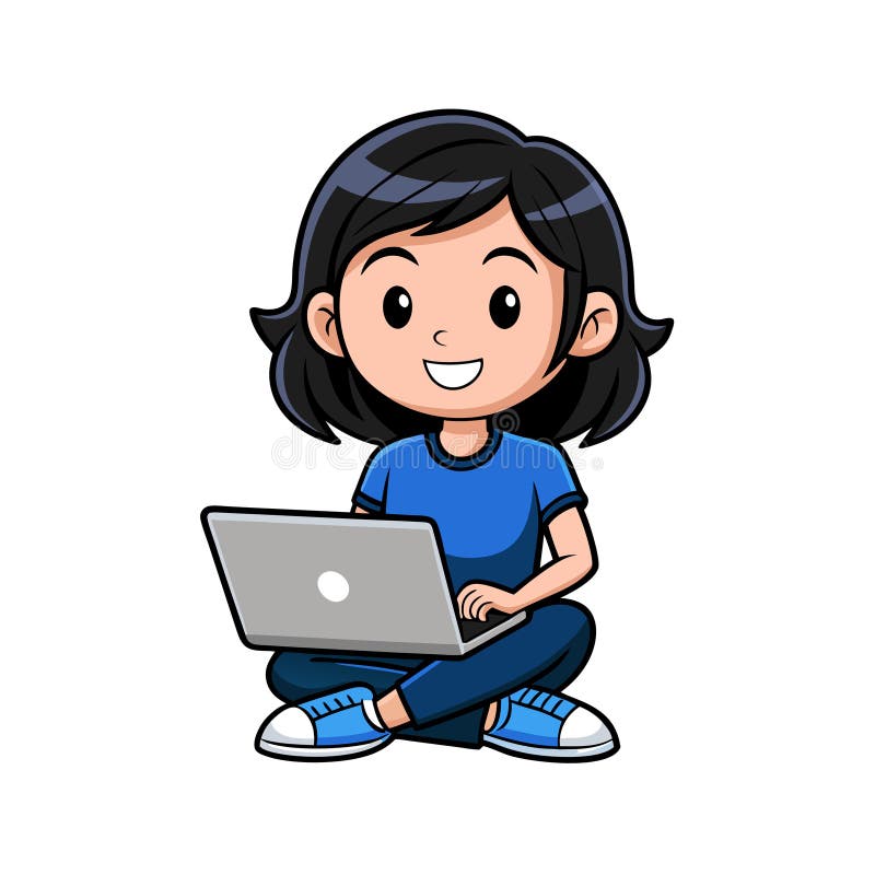 Girl Computer Cartoon Stock Illustrations – 41,839 Girl Computer ...