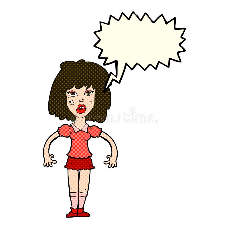 Cartoon Girl Fight with Speech Bubble Stock Illustration - Illustration ...
