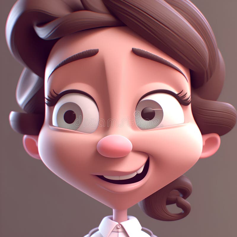 Cartoon Girl with Happy Expression. 3d Illustration. Cartoon Character ...
