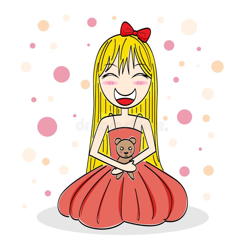 Girl Hugging Stuffed Animal Stock Illustrations – 73 Girl Hugging ...