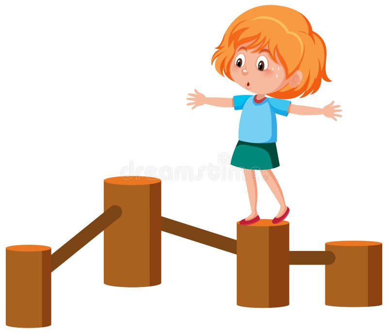 Cartoon Girl Keep Balancing Stock Vector - Illustration of eps10, child ...