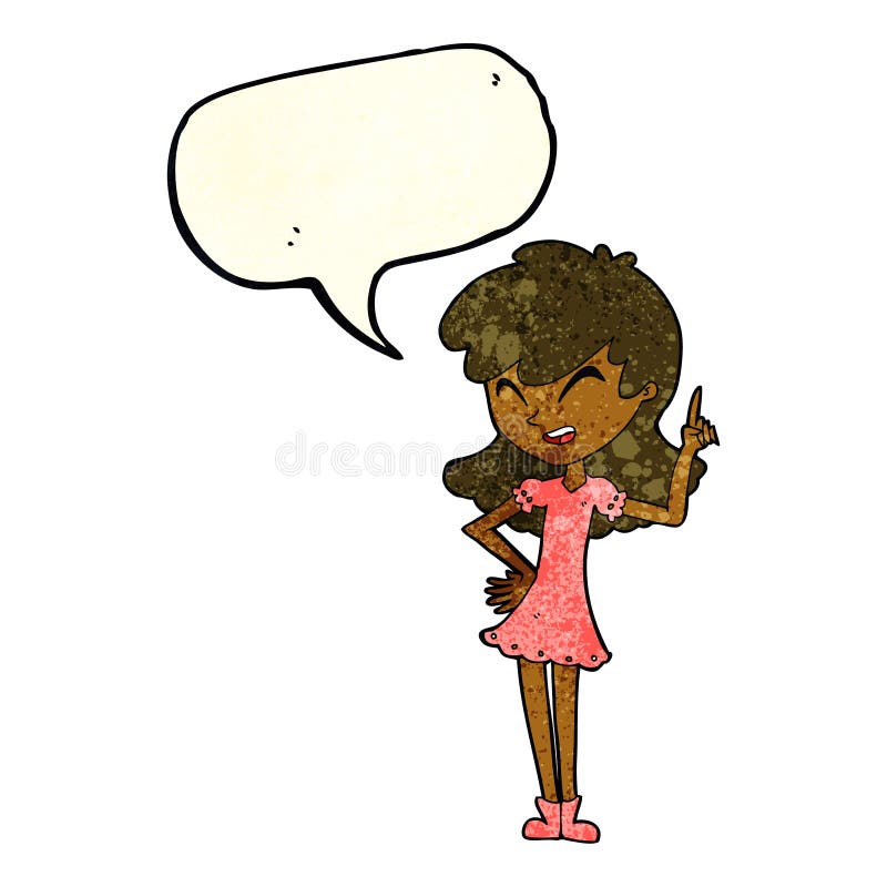 Cartoon Girl Making Point with Speech Bubble Stock Illustration ...