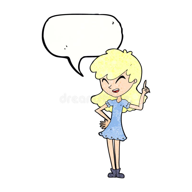 Cartoon Girl Making Point with Speech Bubble Stock Illustration ...