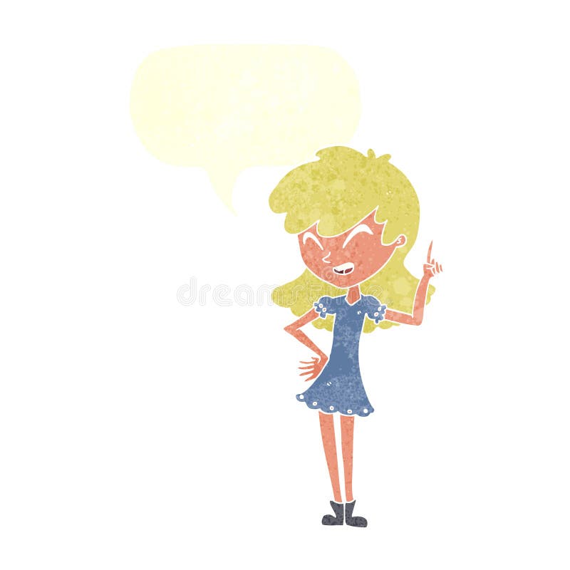 Cartoon Girl Making Point with Speech Bubble Stock Illustration ...