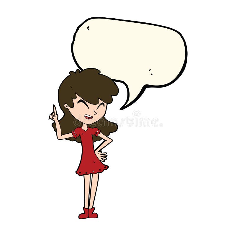 Cartoon Girl Making Point with Speech Bubble Stock Illustration ...