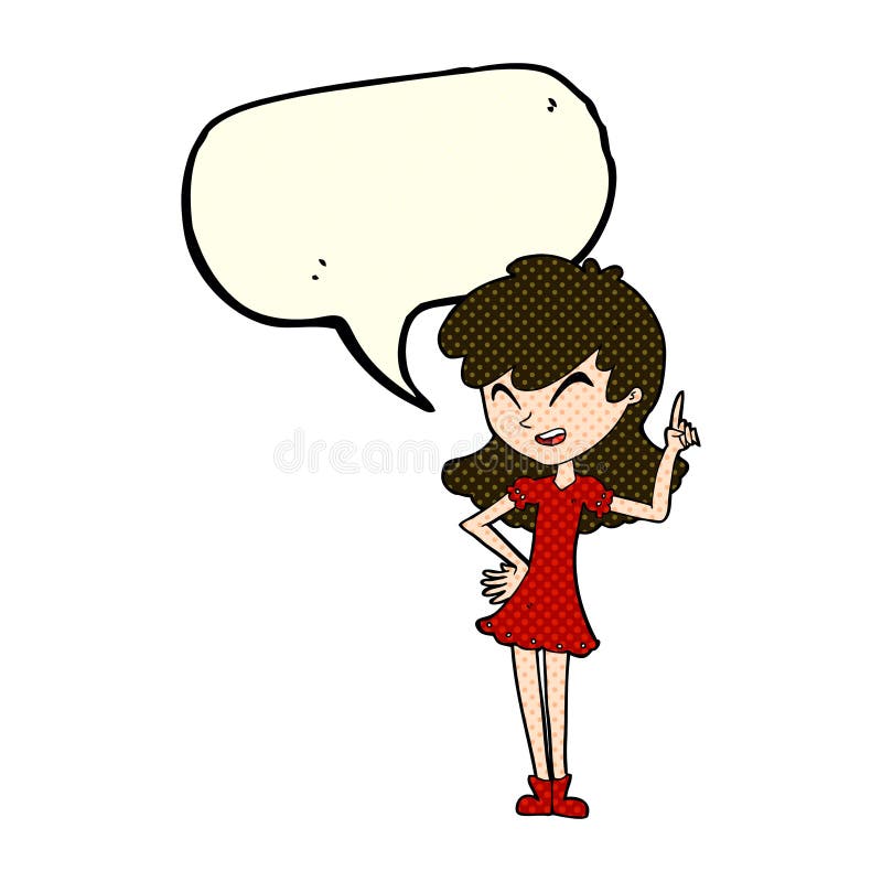 Cartoon Girl Making Point with Speech Bubble Stock Illustration ...