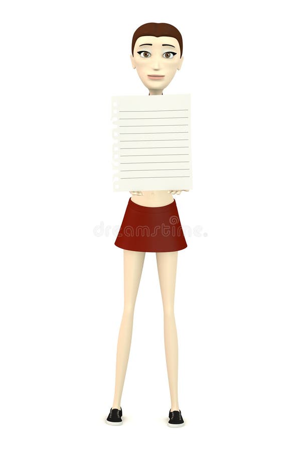 Cartoon girl with paper stock illustration. Illustration of show - 31098551