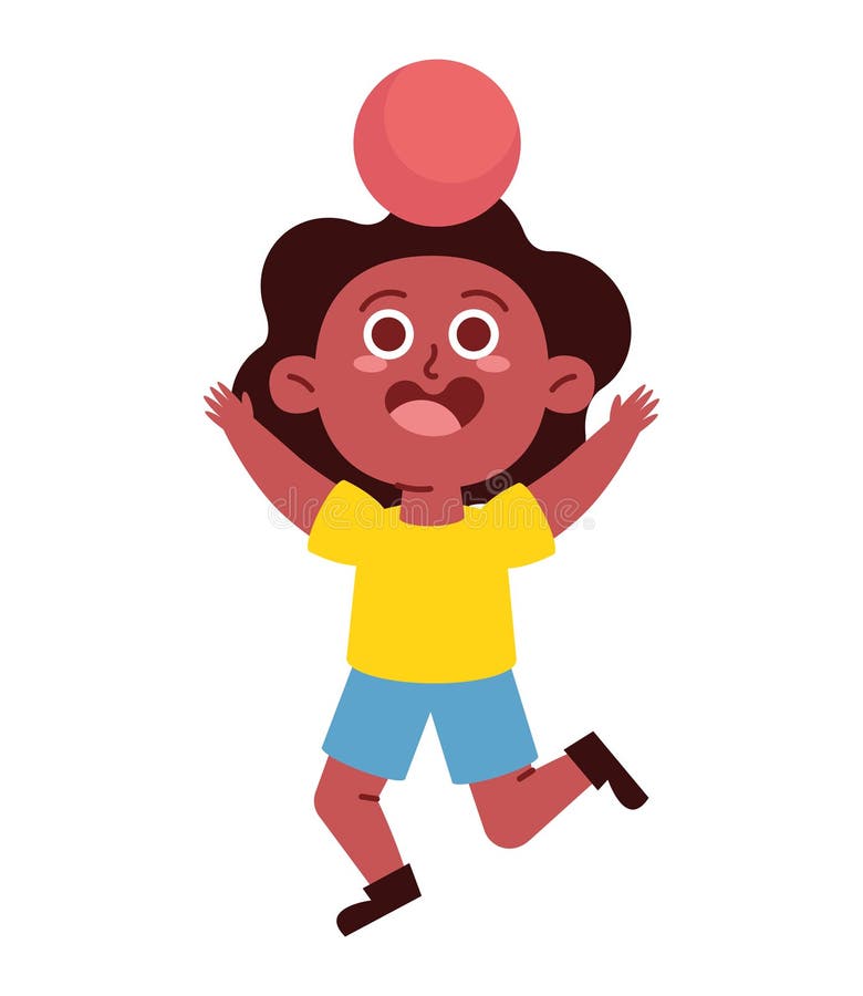 Cartoon girl playing ball stock vector. Illustration of ball - 339399847