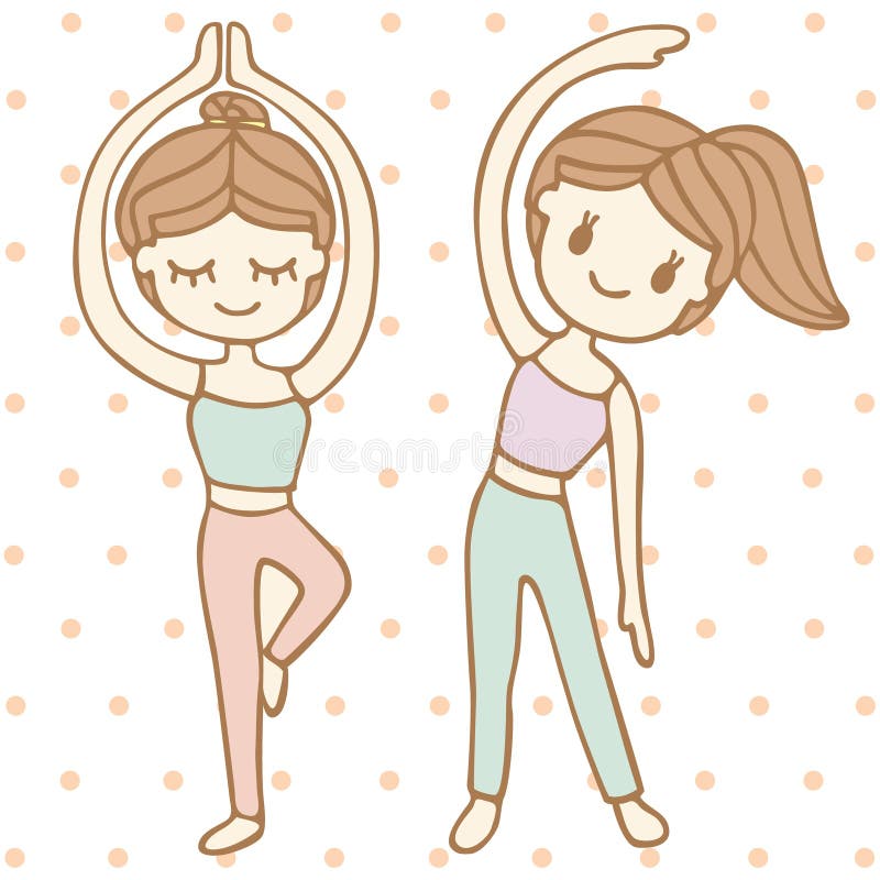 Cartoon Girl Practising Yoga Stock Vector - Illustration of yoga ...