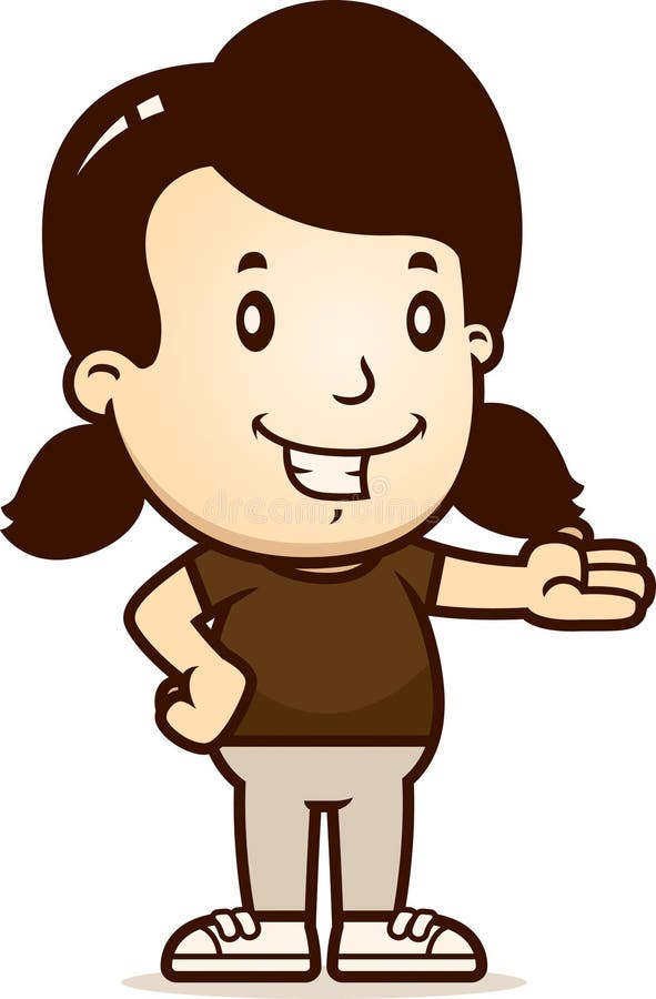 Cartoon Girl Presentation stock vector. Illustration of pointing ...