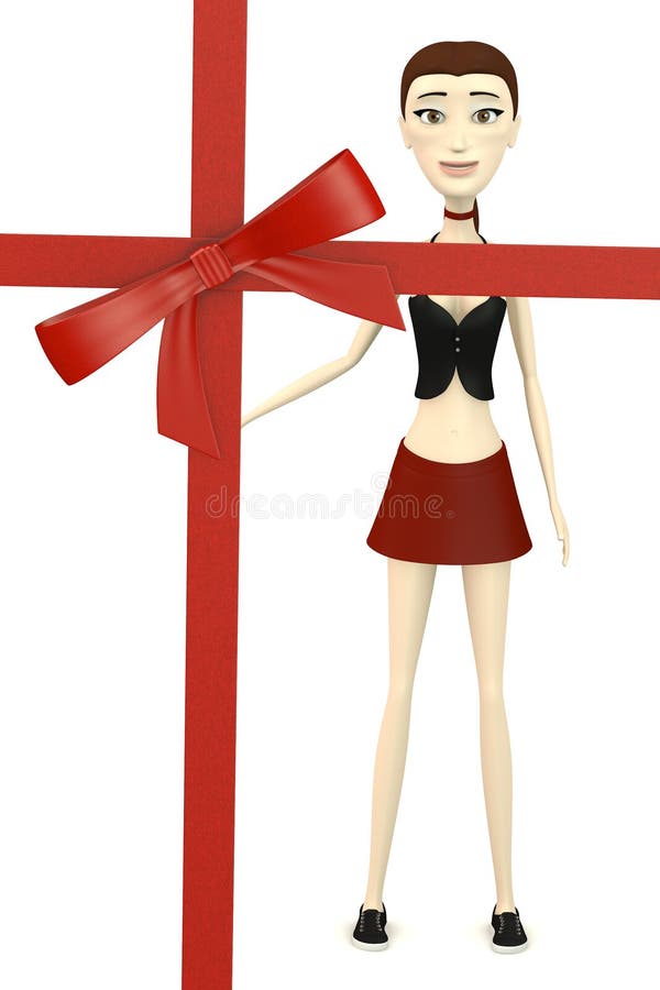 Cartoon girl with ribbon stock illustration. Illustration of ribbon ...