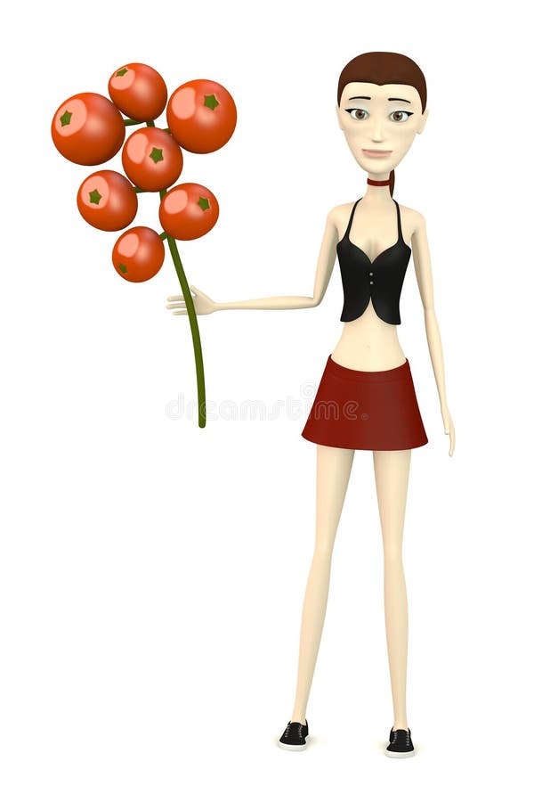 Cartoon Girl with Rowan Berry Stock Illustration - Illustration of ...